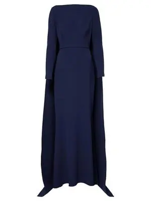 Safiyaa Ginevra Caped Crêpe Gown - Blue