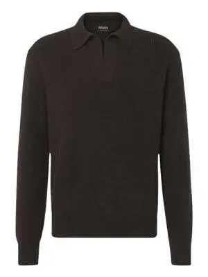 Zegna Cashmere Polo Sweater - Brown