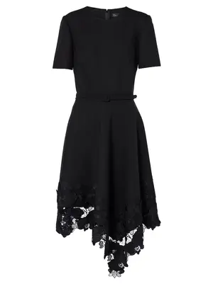 Oscar De La Renta Asymmetric Wool-blend Midi Dress - Black