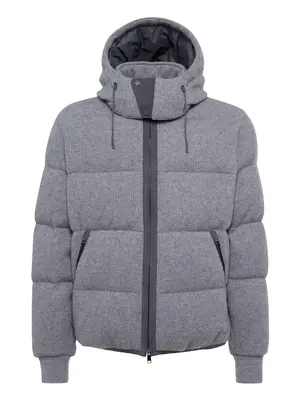 Zegna Ribbed-knit Cashmere-blend Down Jacket - Grey