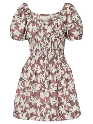 Faithfull The Brand Floral Cotton Poplin Minidress - Brown