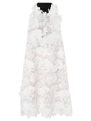 Oscar De La Renta Floral Guipure Lace Mini Dress - White