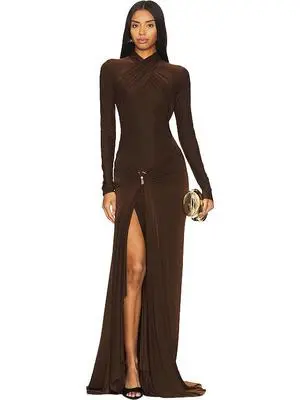 DEME BY GABRIELLA June Gown - Chocolate Brown