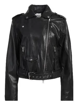 SWORD 6644 Leather Biker Jacket - Black