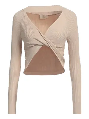 VICOLO Knitted Crewneck Top - Beige