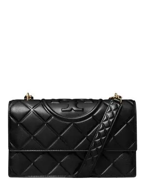 Tory Burch Fleming Convertible Leather Shoulder Bag - Black