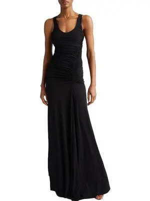 Michael Kors Ruched Jersey Gown - Black
