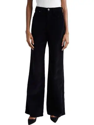 Veronica Beard Taylor Velvet Wide Leg Jeans - Black