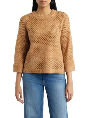 Wit & Wisdom Open Stitch Cuffed Sweater Biscotti