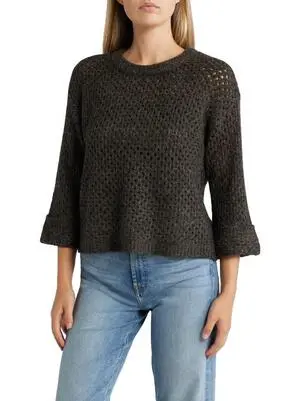 Wit & Wisdom Open Stitch Cuffed Sweater Espresso