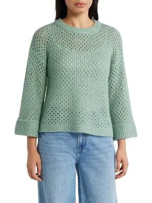 Wit & Wisdom Open Stitch Cuffed Sweater Heather Spruce