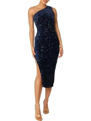 PETAL & PUP Kiki Sequin Midi Dress - Midnight