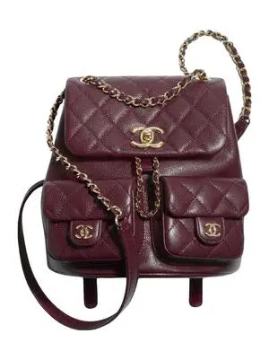 CHANEL Grained Calfskin Backpack - Burgandy