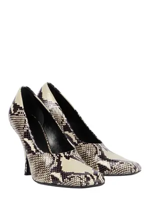 Khaite Eva Snake-effect Leather Pumps - Neutrals