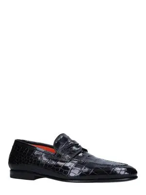 Santoni Alligator Carlos Loafers - Black