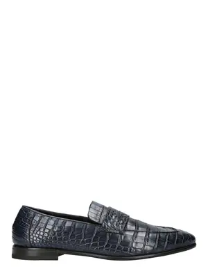 Zegna Crocodile Skin Penny Loafers - Navy