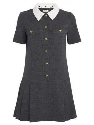 Sandro Tweed Mini Dress With Embellishments - Black