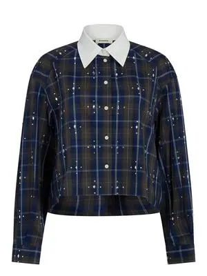 Sandro Rhinestone-embellished Check Shirt - Blue