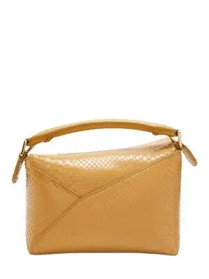 Loewe Loewe Mini Snakeskin Puzzle Edge Bag Beige