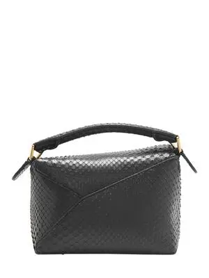 Loewe Loewe Mini Snakeskin Puzzle Edge Bag Black