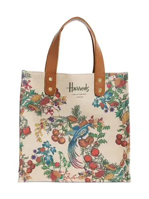 Harrods Small The Great Feast Jacquard Shopper Bag Brown