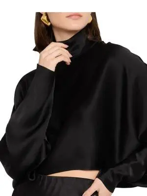 Lapointe Satin Caftan Top - Black