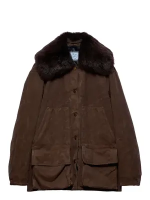 Prada Shearling-trim Barn Jacket - Brown