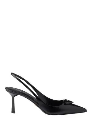 Prada Saffiano Leather Slingback Pumps - Black