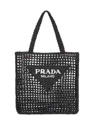 Prada Crochet Tote Bag - Black