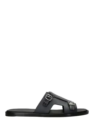 Santoni Crocodile Monk Sandals - Navy