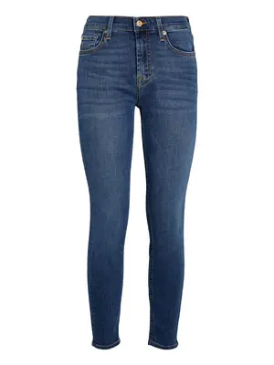 7 For All Mankind B High-rise Ankle Skinny Jeans - Blue