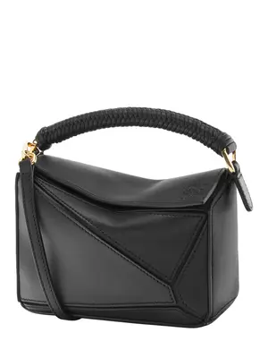 Loewe Loewe Mini Leather Puzzle Edge Top-Handle Bag Black