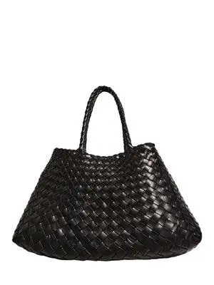 Dragon Diffusion Small Leather Woven Santa Croce Tote - Black