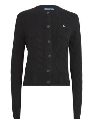 Polo Ralph Lauren Polo Ralph Lauren Wool-Cashmere Cable Knit Cardigan Black
