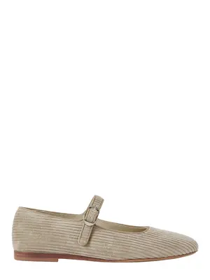 Le Monde Beryl Grosgrain-trimmed Mary Jane Ballet Flats - Neutrals
