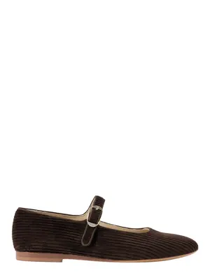 Le Monde Beryl Le Monde Béryl Grosgrain-Trimmed Corduroy Mary Jane Ballet Flats Brown