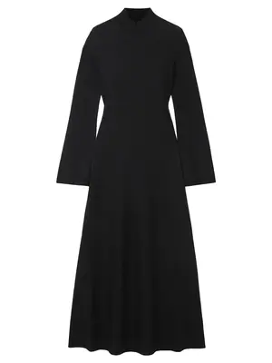 Gabriela Hearst Erebus Wool, Cashmere And Silk-blend Turtleneck Midi Dress - Black