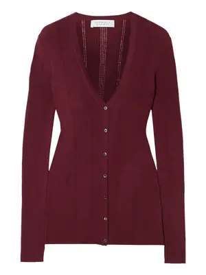 Gabriela Hearst Lillian Pointelle-knit Wool Cardigan - Red
