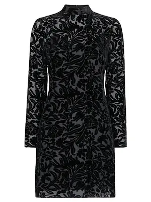 Whistles Floral-pattern Velvet Mini Dress - Black