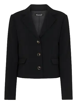 Whistles Single-breasted Cropped Crepe Blazer - Black