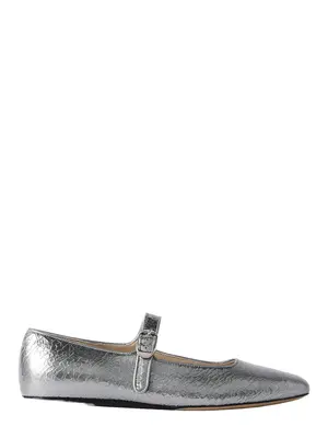 Le Monde Beryl Metallic Cracked-leather Mary Jane Flats - Silver