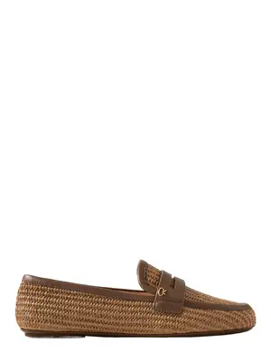 GIANVITO ROSSI Giorgia Raffia Loafers - Brown