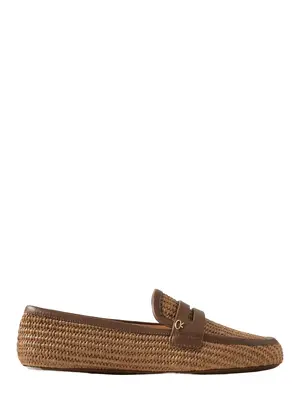 GIANVITO ROSSI Gianvito Rossi Giorgia Raffia Loafers Tan