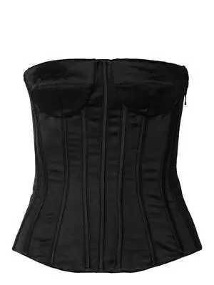 SERGIO HUDSON SERGIO HUDSON Strapless Silk-satin Bustier Top Black