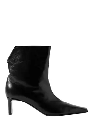 Khaite Ona Leather Ankle Boots - Black