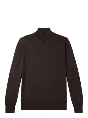 Mr P. Mr P. Merino Wool Mock-Neck Sweater Brown