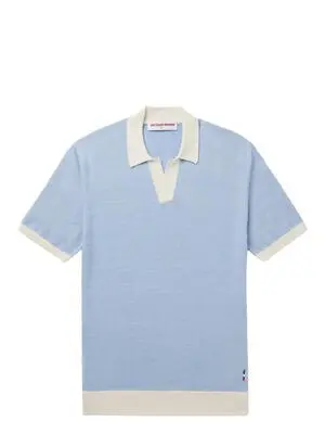 Orlebar Brown Horton Slim-fit Wool And Cotton-blend Polo Shirt - Blue
