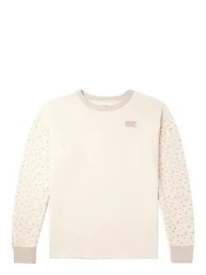 Kapital Logo-embroidered Printed Waffle-knit Cotton-jersey T-shirt - Neutrals