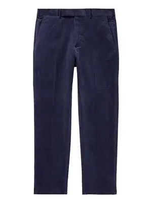 Zegna Slim-fit Cotton And Cashmere-blend Corduroy Trousers - Blue