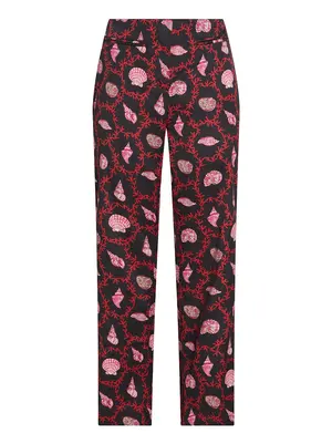 Saloni Capri Flute Printed Kick-flare Pants - Black